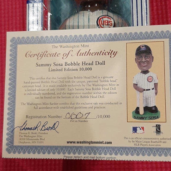 Washington Mint | Accents | Genuine Sammy Sosa Hand Painted Bobble Head ...